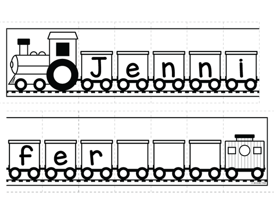 Editable Name Practice Puzzles - Train Name Puzzles – Early Learning Ideas