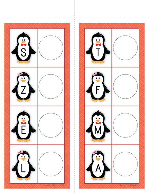 Penguin Letter Sort – Early Learning Ideas