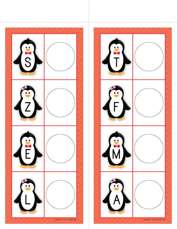 Penguin Letter Sort – Early Learning Ideas