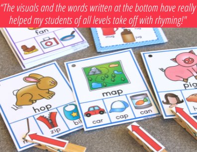 CVC Rhyming Activity Clip Cards – Early Learning Ideas