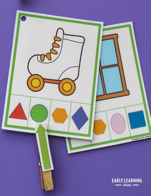 Shape Matching Clip Cards – Early Learning Ideas