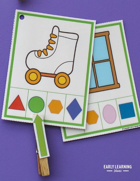 Shape Matching Clip Cards – Early Learning Ideas