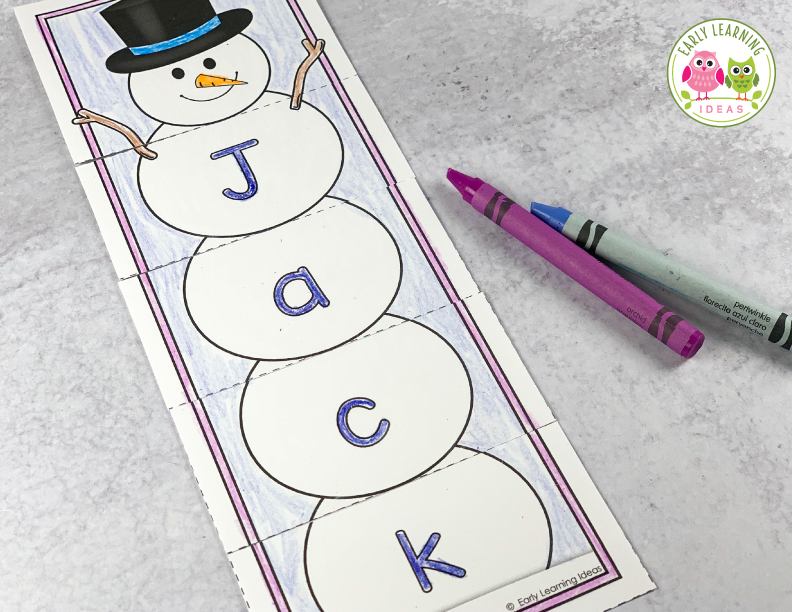 Editable Name Practice Puzzles - Snowman Name Puzzle – Early Learning Ideas