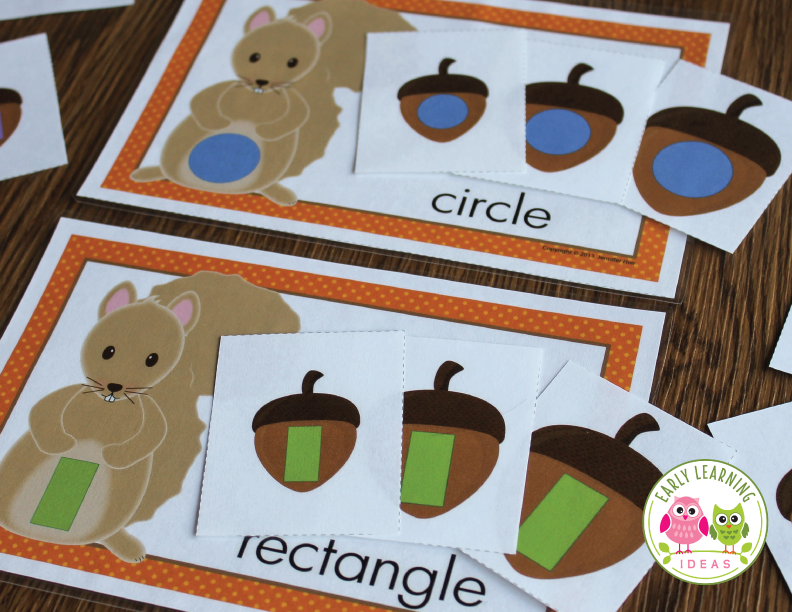 Squirrel and Acorn Shape Sort – Early Learning Ideas