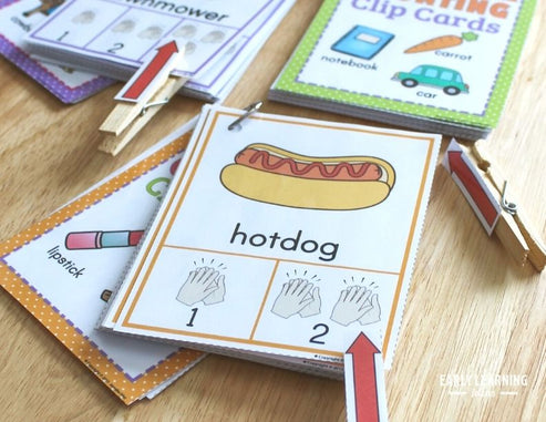 Syllable Counting Clip Cards – Early Learning Ideas