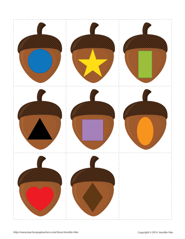 Squirrel and Acorn Shape Sort – Early Learning Ideas