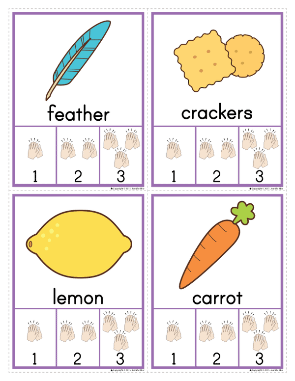 Syllable Counting Clip Cards – Early Learning Ideas