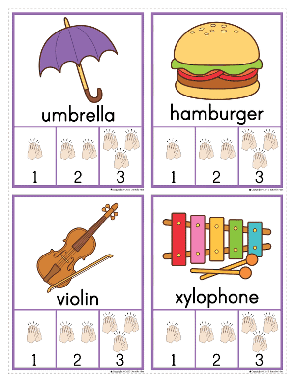 Syllable Counting Clip Cards – Early Learning Ideas