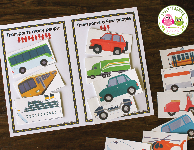 Transportation Sorting Activities – Early Learning Ideas