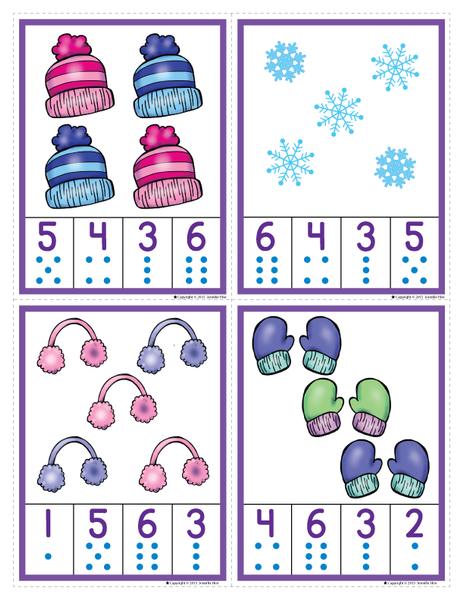 Winter Math Activities for Preschool | Winter Counting Clip Cards ...